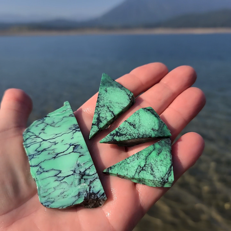 GS1007 Emerald Rose variscite rough slab set 60 grams; lapidary ...