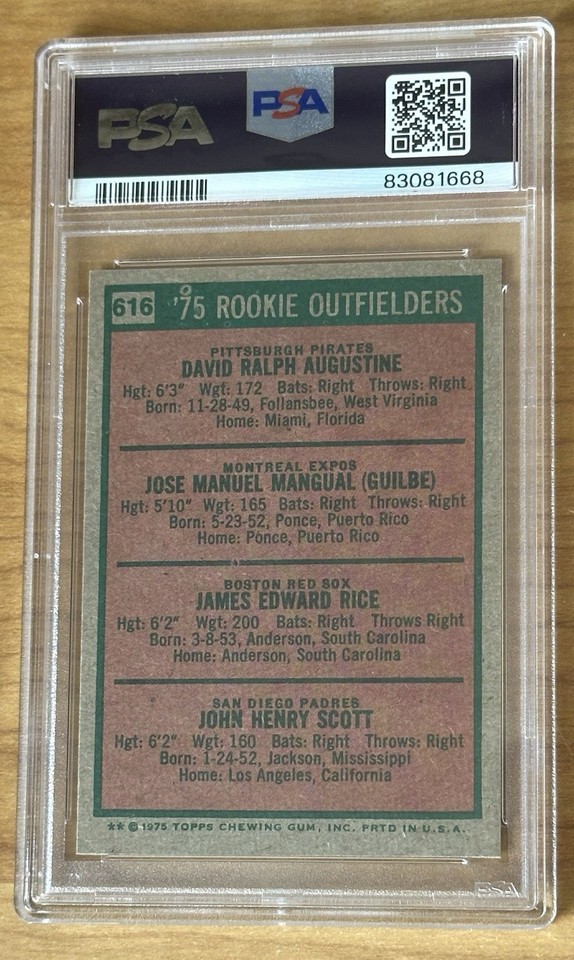 1975 Topps Baseball #616 Jim Rice Rookie RC PSA 9 Mint Red Sox HOF | eBay