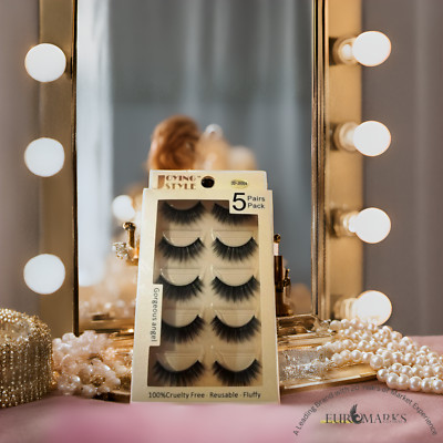 5 Pairs 3D Mink False Eyelashes Wispy Cross Long Thick Soft Fake Eye ...