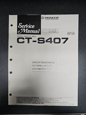 Pioneer CT-S407 Stereo Cassette Deck Circuit Diagram Service Manual w ...