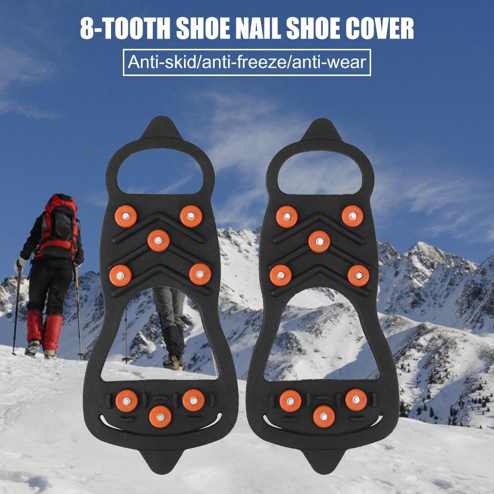 8 Studs Shoe Spiked Grips Cleat Crampons Climbing Anti-slip Shoes Cover ...