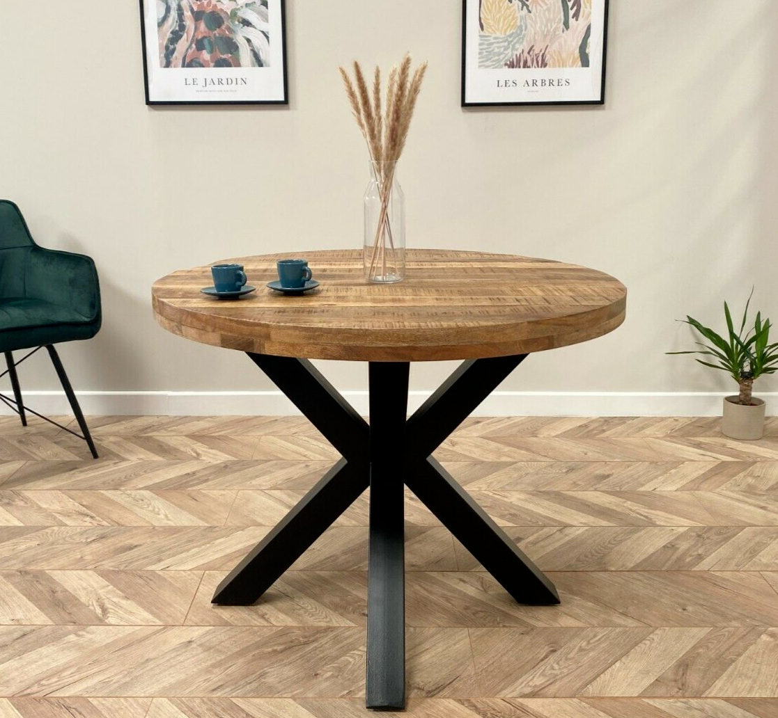 Round Dining Table Industrial Style Industrial Loft Round Dining