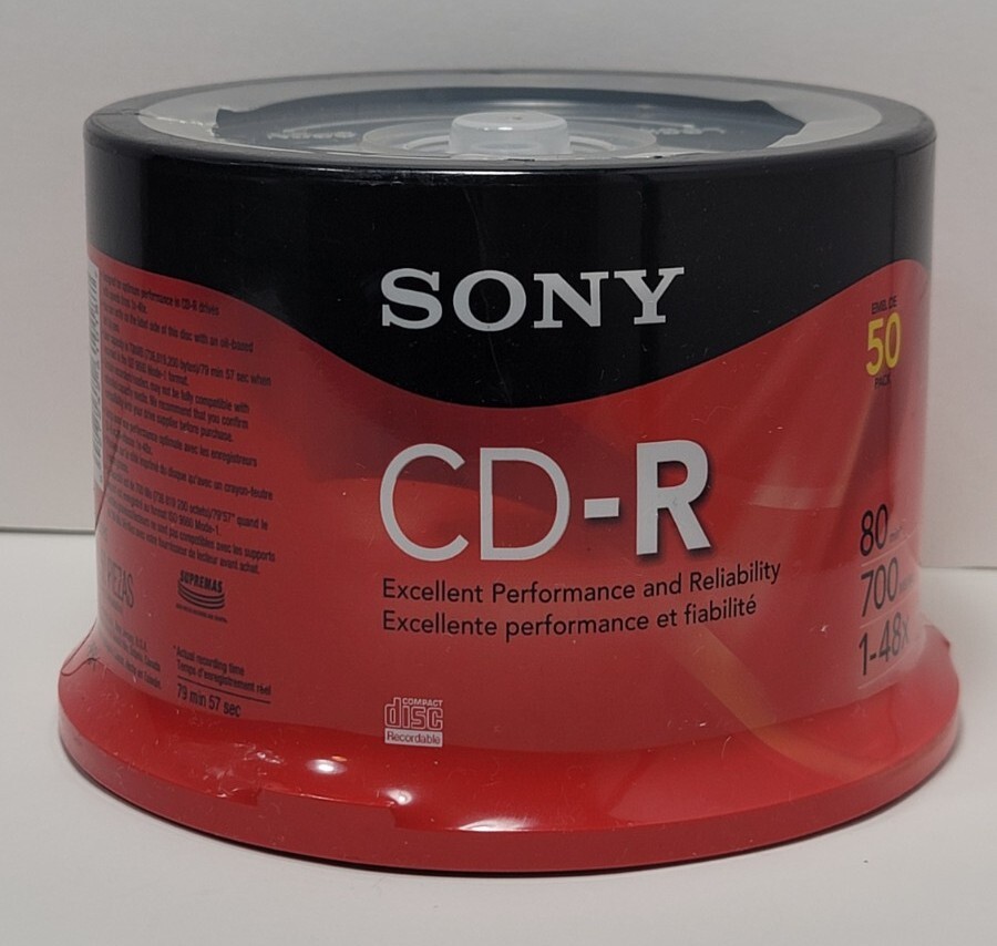 SONY 50 Pack CD-R 80 Minute Blank 700MB 1-48X Recordable Disc New ...