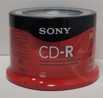 SONY 50 Pack CD-R 80 Minute Blank 700MB 1-48X Recordable Disc New ...