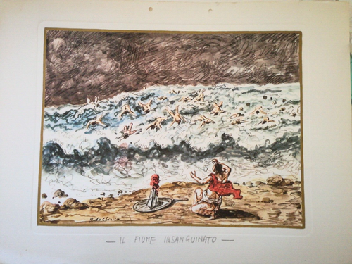 Arte Giorgio de Chirico Litografia colorata edizione delfino Iliade cm ...
