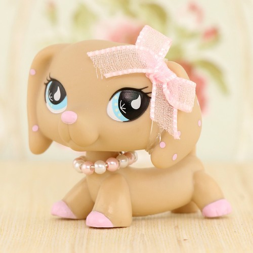 minilpsshop LPS Pink Dachshund Dog Pink Dot Blue Eyes Bobble Head Cute ...