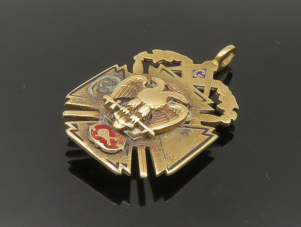 14K GOLD Vintage Antique Masonic Symbols Locket Pendant (OPENS) GP277 ...