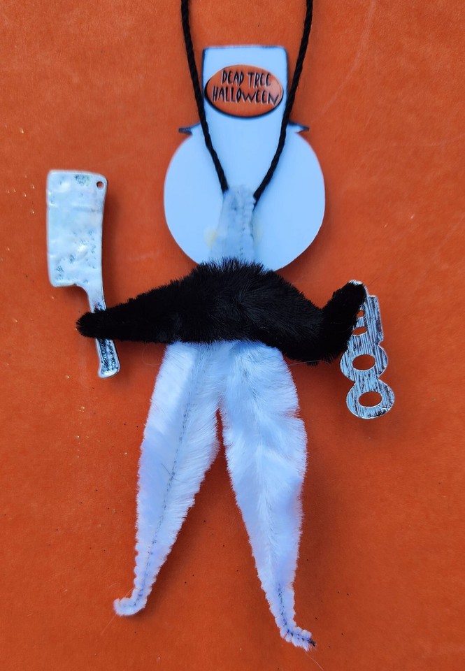 Skeleton with cleaver chenille vintagey Halloween Tree ornament | eBay