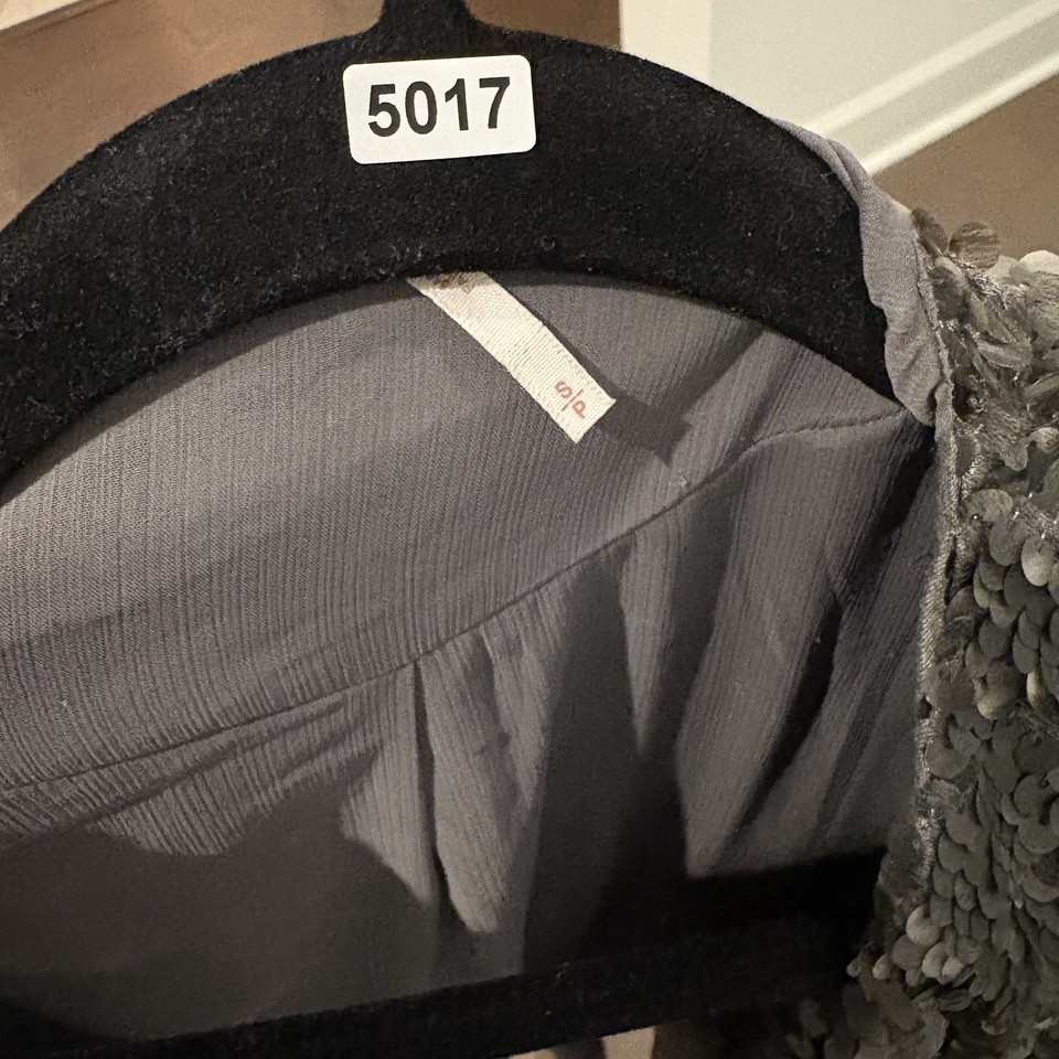 Free People Jacket Womens Small Gray Sequin Draped Cardigan Open Front ...