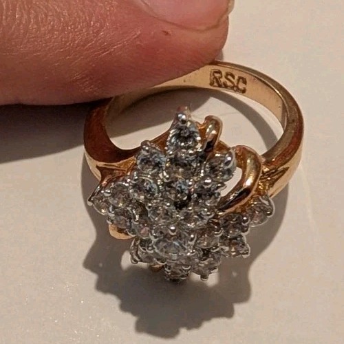 Vintage RSC Cluster Cocktail Goldtone Ring - Size 8 | eBay