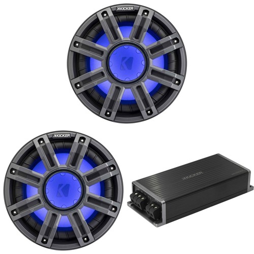Kicker Marine KPX500.1 Powersports Amp & (2) 10" 4 Ohm Premium Marine ...