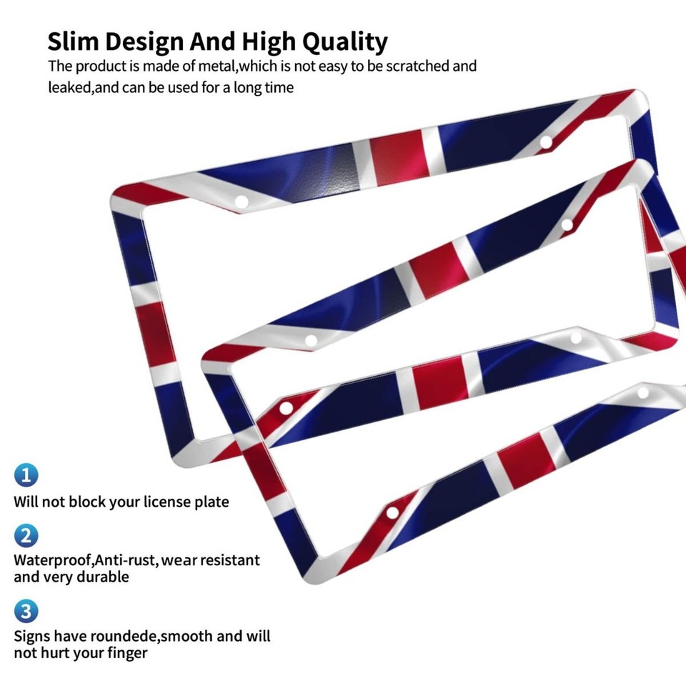 Union Jack License Plate Frame 2Pcs United Kingdom Flag Patriotic Style ...
