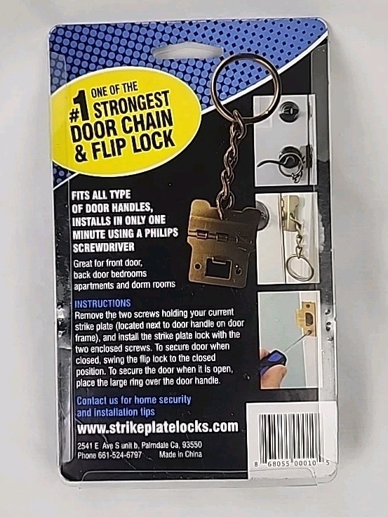 Strike Plate Locks Maximum Security Door Chain & Flip Lock Brass Finish ...