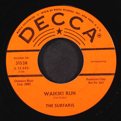 SURFARIS: waikiki run / point panic DECCA 7" Single 45 RPM | eBay