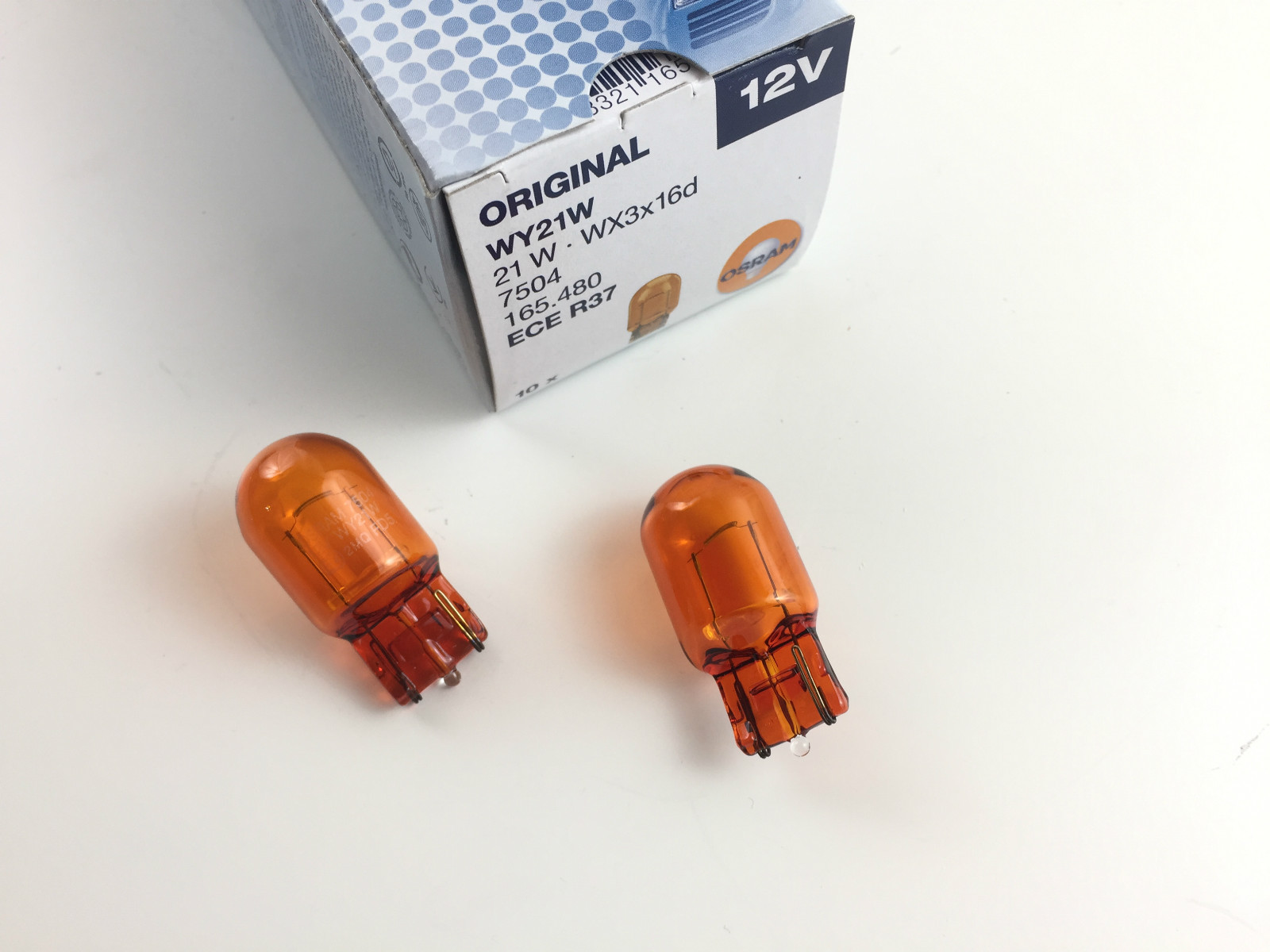 2 x Osram WY21W 7504 12V 21W Orange Lamp WX3x16d Light Bulb ...