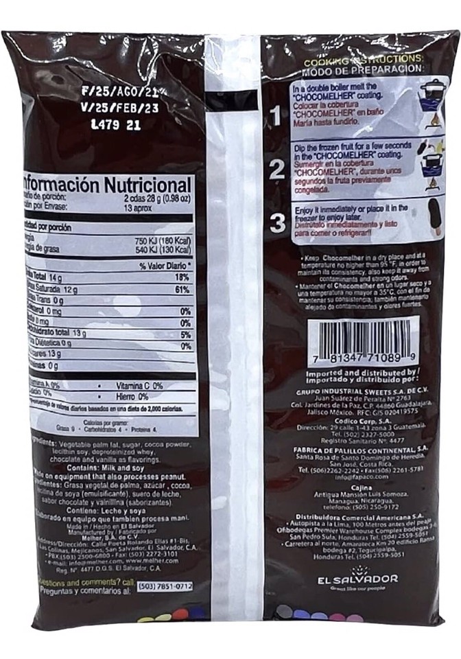 CHOCOMELHER CLASSIC Chocolate Flavored Coating To Dip Bananas & Frozen ...