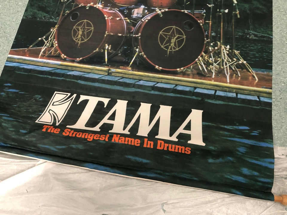Neil Peart Tama RUSH Promotional Hanging Cloth Banner 1982 with dowels ...