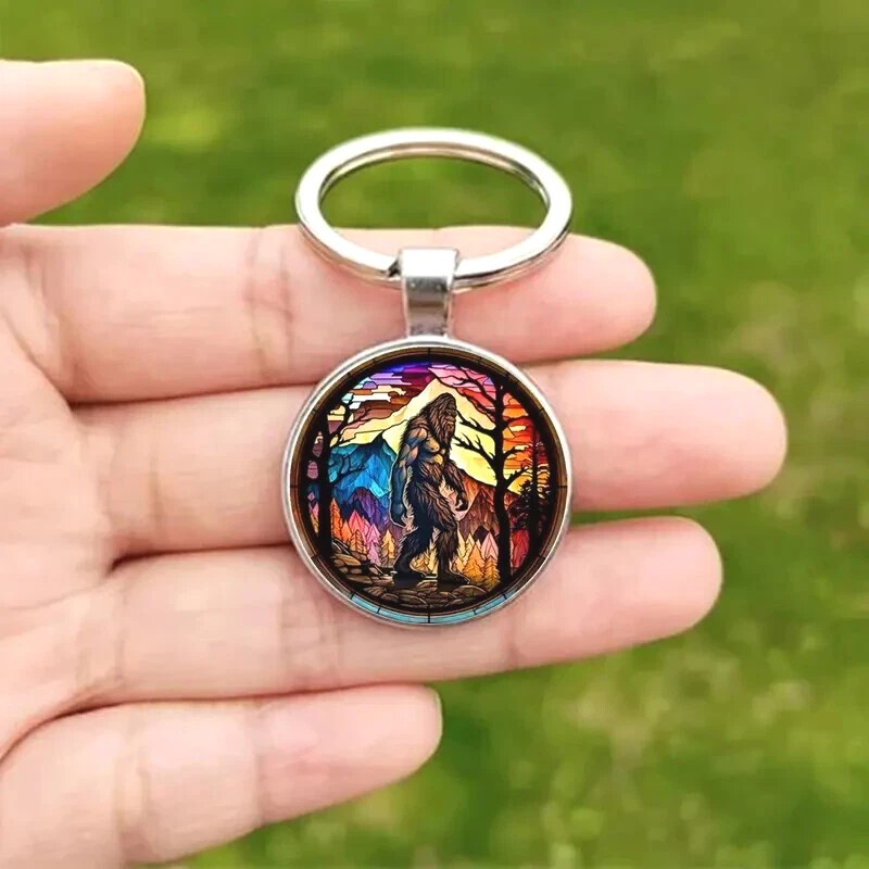Colorful Forest Bigfoot Keychain Key Ring Purse Handbag Car Charm ...