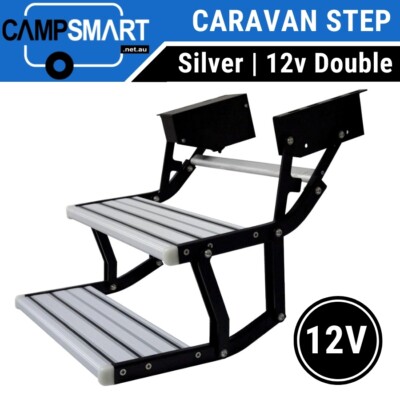 12V Electric Double Caravan Step Aluminium Motorised Folding Drop Down ...