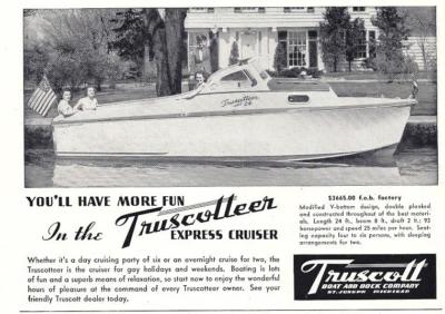 1947 Truscott Truscotteer Express 24 Cruiser Boat Ad / St Joseph MI | eBay