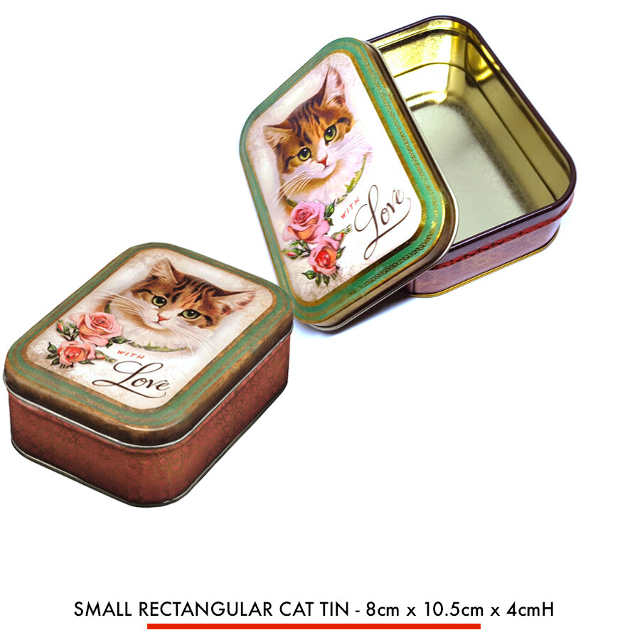 CAT TIN BOX Home Kitchen Pantry Biscuit Sweet Storage Trinket Tea ...