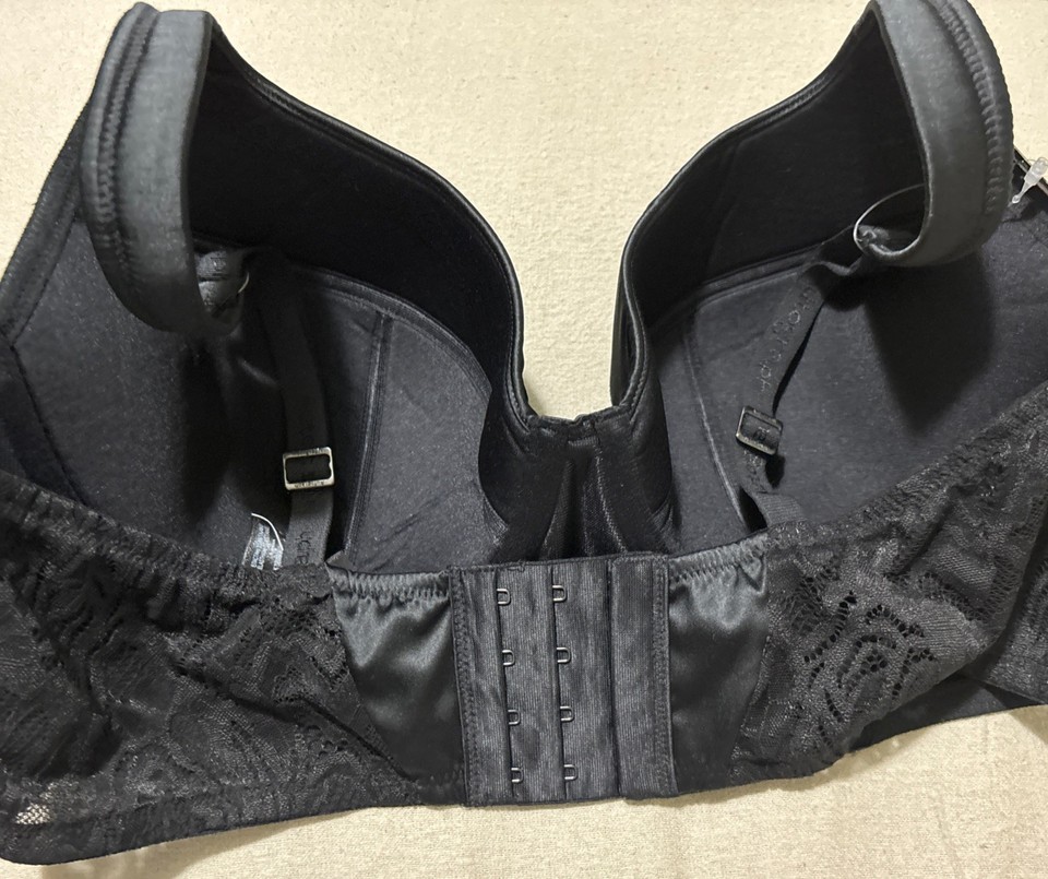 M&S AUTOGRAPH SATIN & LACE BUSTIER FULL CUP BRA In BLACK size 36C | eBay UK