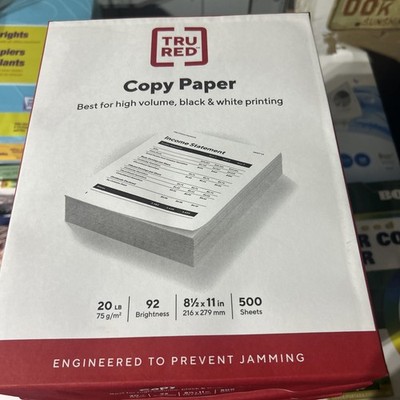 TRU RED 8.5" x 11" Copy Paper 20 lbs. 92 Brightness 500/Ream 135855 | eBay