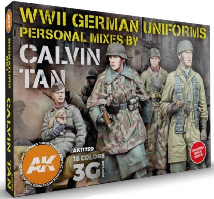AK Interactive 11759 WWII German Uniforms Acrylic Paint Set (Set of 18 ...