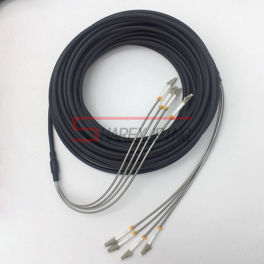 200M 4 Strand Fiber Cable Outdoor Field Fiber Patch Cord LC to LC MM ...