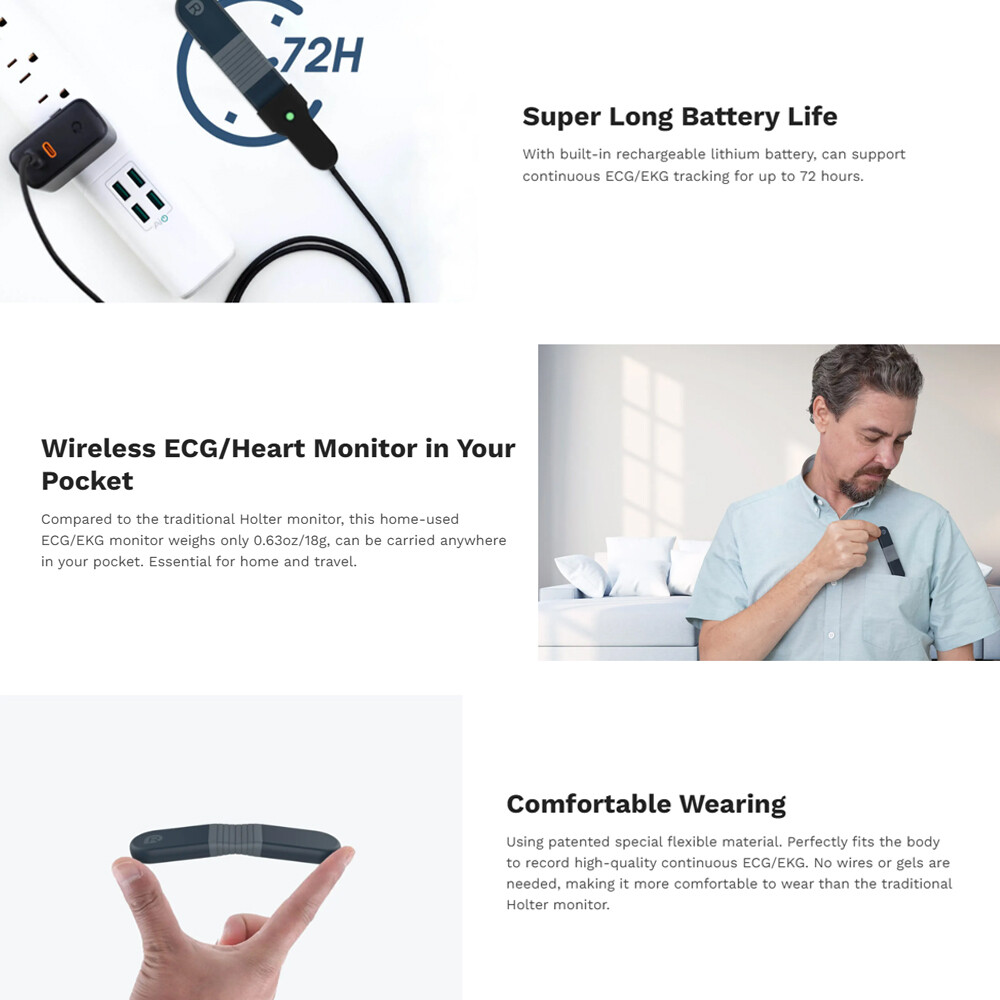 24h Holter Monitor ECG Recording Detailed Reports by AI Analysis US ...
