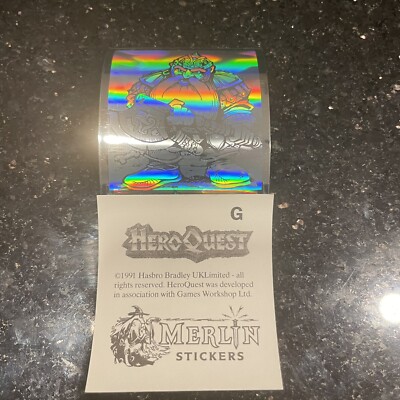 Hero Quest Merlin Sticker Hasbro 1991 Holographic Letter G Unused | eBay
