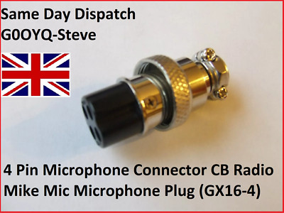 4 Pin Microphone Connector CB Radio Mike Mic Microphone Plug (GX16-4 ...