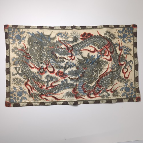 Antique Oriental Gold Embellished Gray Water / Fire Dragon Design ...
