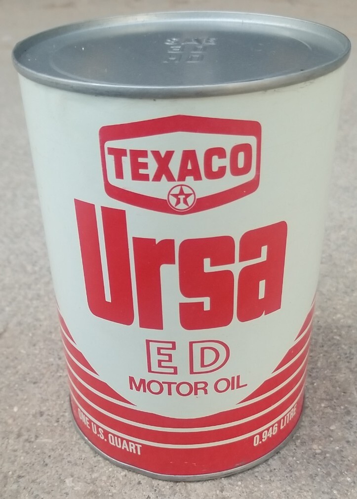 Texaco URSA Motor Oil Quart Can Full/ NOS Antique Vintage Oil Can NY ...