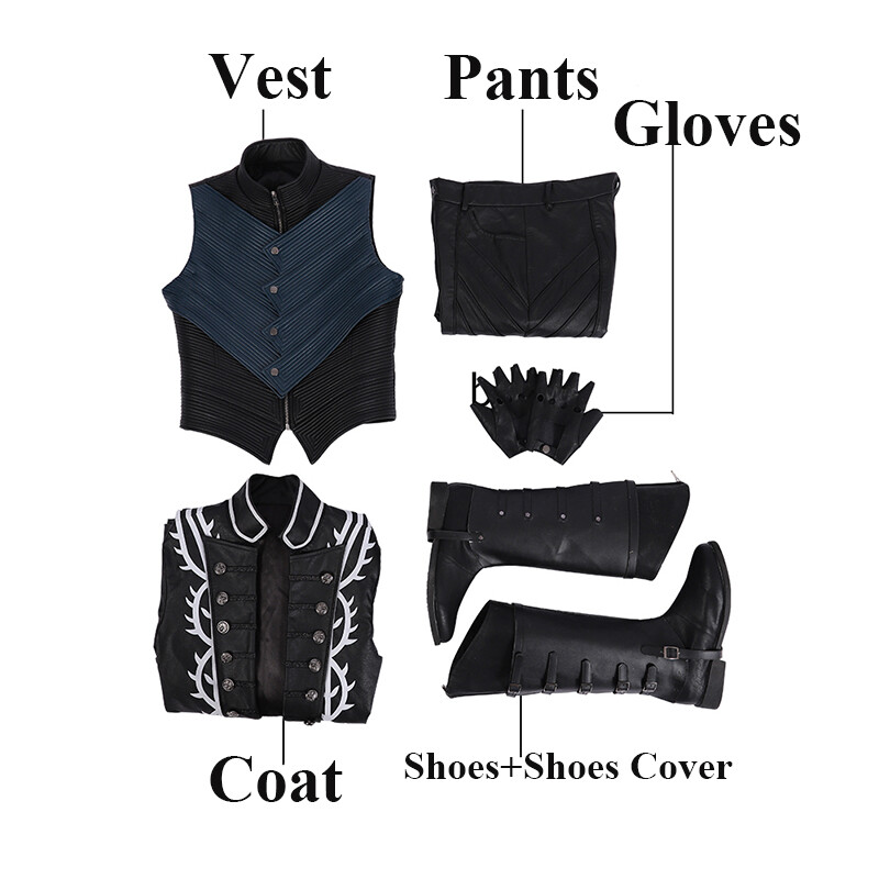 Devil May Cry 5 Vergil Windbreaker Vest Pants Gloves Suit Cosplay ...