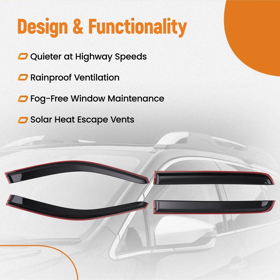 4x Window Rain Guards Wind Deflectors Set for Jeep Cherokee 14-21 Black ...