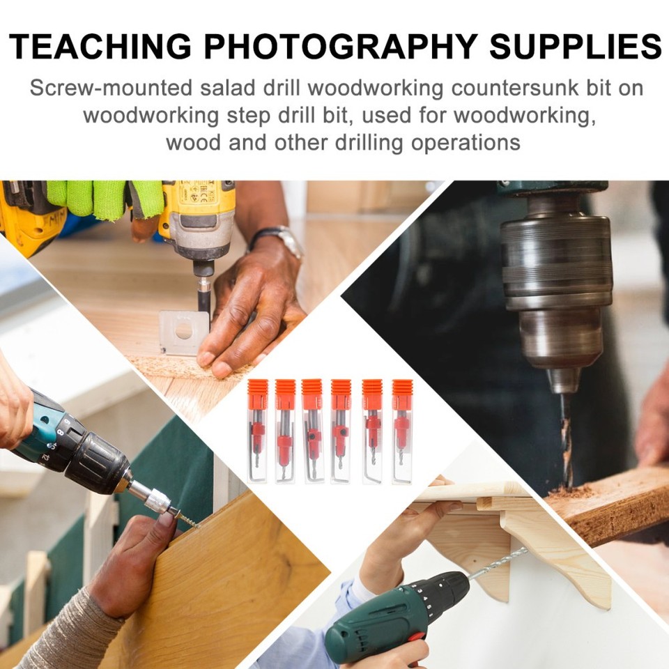 6 Pcs Drill Bit Screw Woodworking Chamfer Tool Wood Hole Drills Bit ...