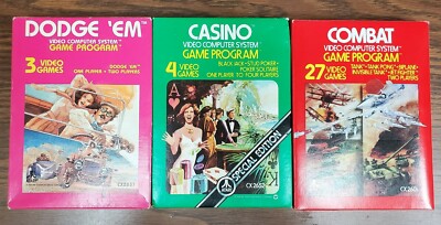 Lot of 3 Atari Combo Games Combat Casino Dodge Em | eBay