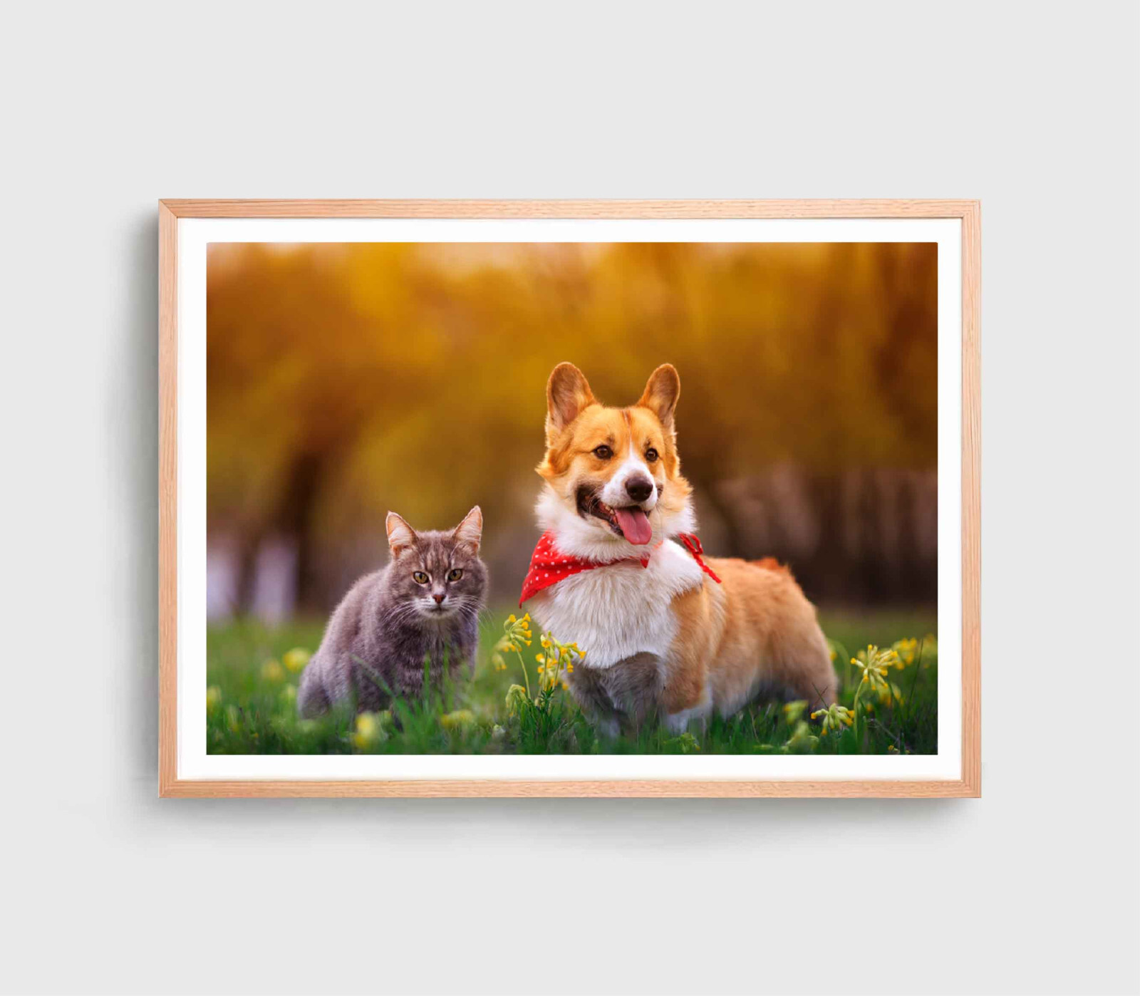 Cat & Dog Print, Closeup Wall Art, Animals Framed Pets Wall Art ...