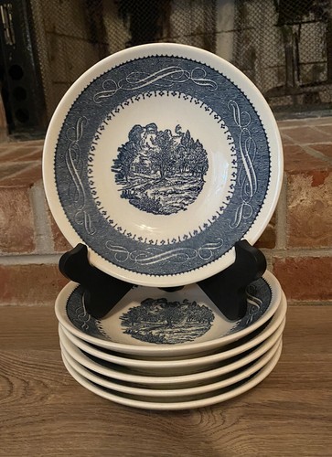 Vintage Taylor Smith & Taylor Currier and Ives 7 1/4” Soup Bowls Lot of ...