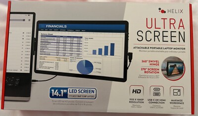 New & Sealed HELIX 14.1-In. Attachable Portable Laptop Monitor | eBay