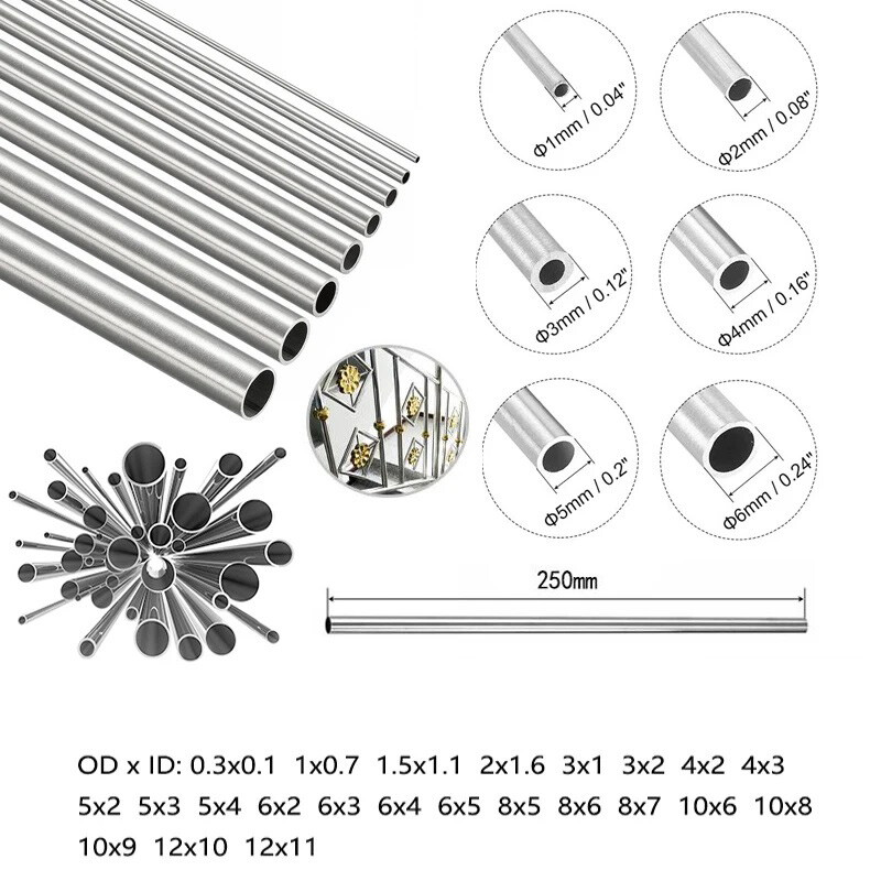 1pcs 304 Stainlesss Steel Round Capillary Seamless Straight Tube 250mm ...
