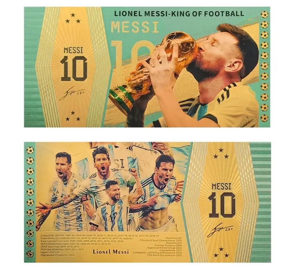 FIFA World Cup 2022 Lionel Messi Argentina Winner x5 Gold Foiled Bank ...