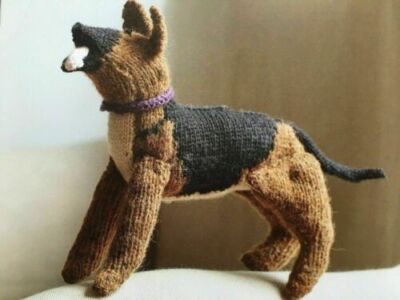 Home Printed Knitting Pattern - German Shepherd Alsatian Dog 20cm x ...