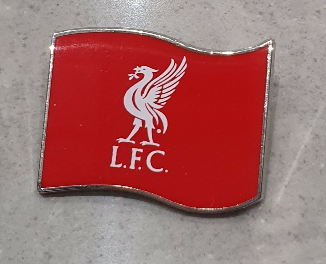 Liverpool Official Pin Badge - Red and White Flag with Liverbird - LFC ...