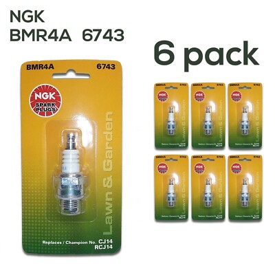 (Set of 6) NGK BMR4A 6743 Spark Plugs Lawn & Garden Small Engine ...