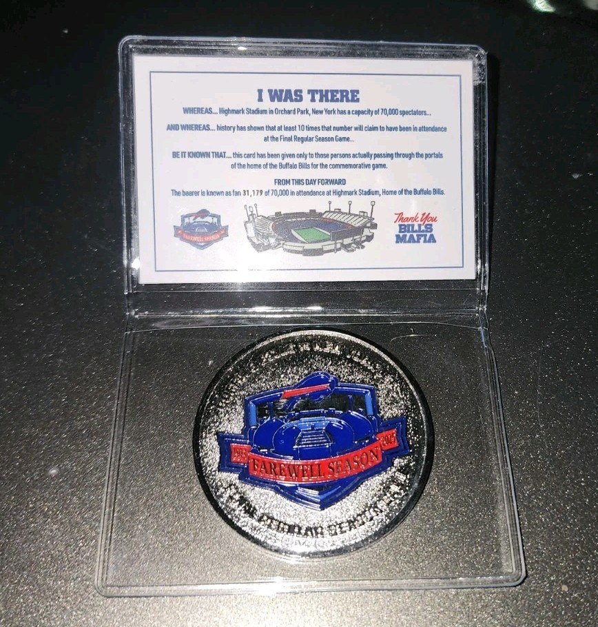 Buffalo Bills Farewell Season Last Game Coin Stadium Giveaway 1/4/26 ...