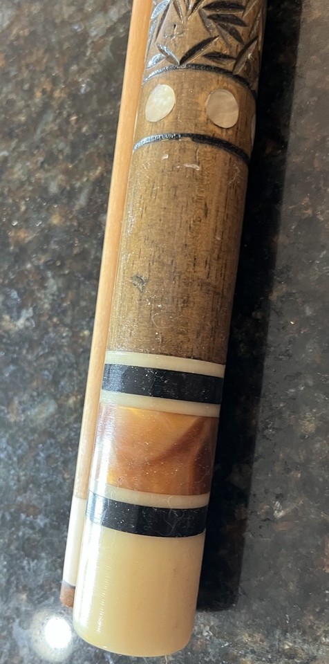 Vintage Pool Cue Hand Carved Inlaid Beautiful Read | eBay