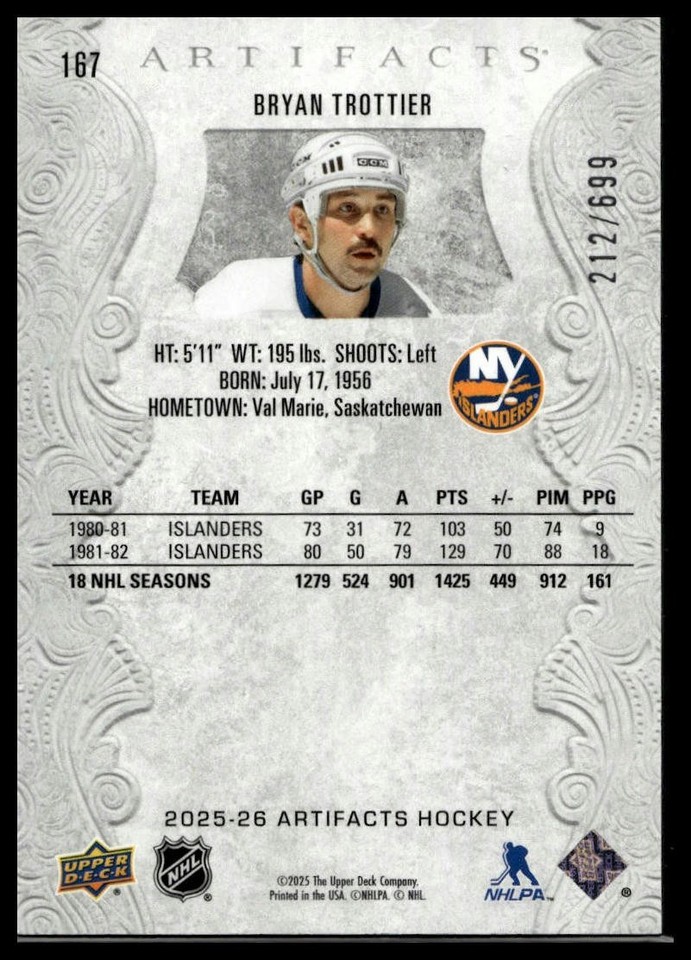 2025-26 Upper Deck Artifacts #167 Bryan Trottier SN/699 | eBay