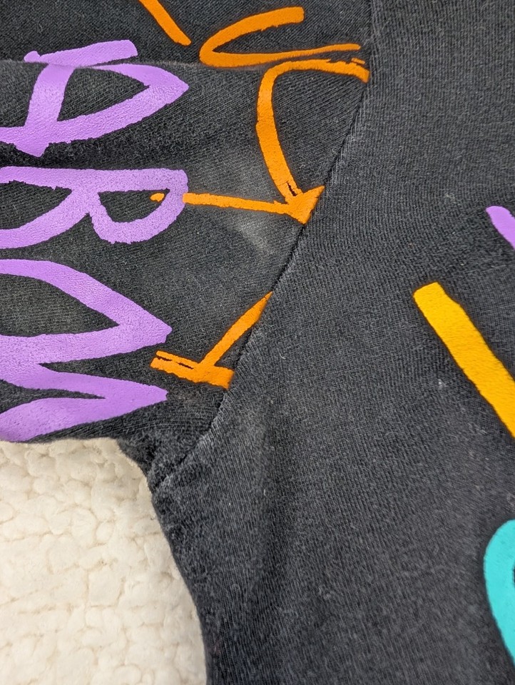 Lucky Charm Shirt Mens Sz M Black Geometric Embroidered Doodle Bunny | eBay